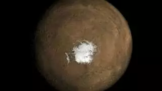 Flësseg Séi ënner dem Äis Hittchen op Mars - d'Resultat vun vulkanesch Aktivitéiten