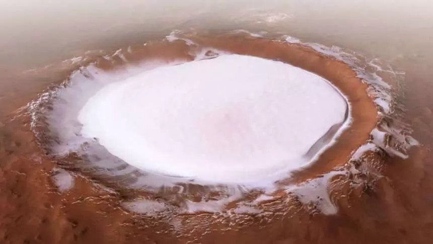 Le réseau a une photo impressionnante du «lac de neige» sur Mars