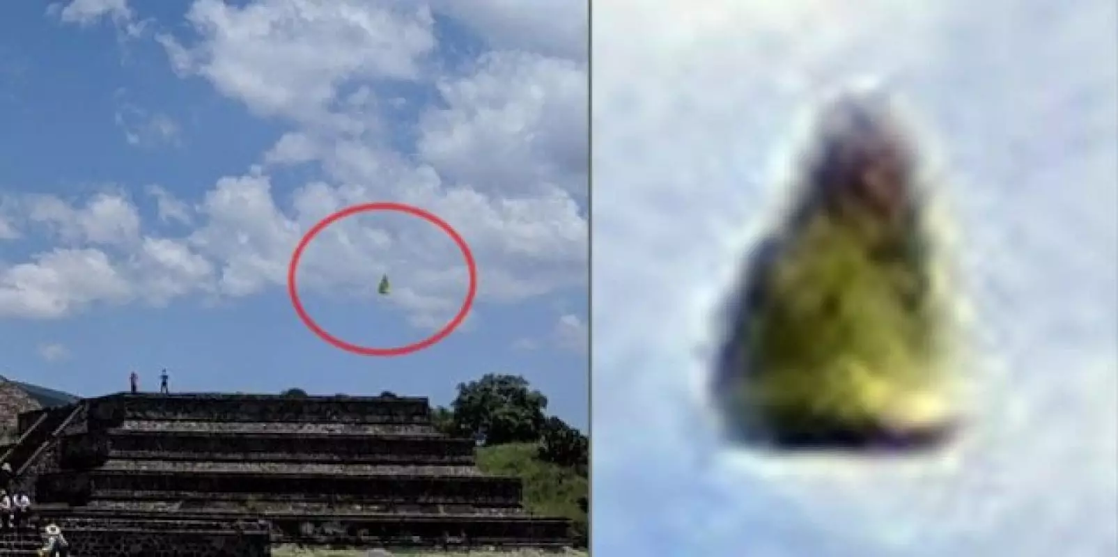 Di Mexico Anyar, UFO muncul dina piramid bulan di Tootihuakan, anjeunna dipiceun tina jarak anu caket, poto